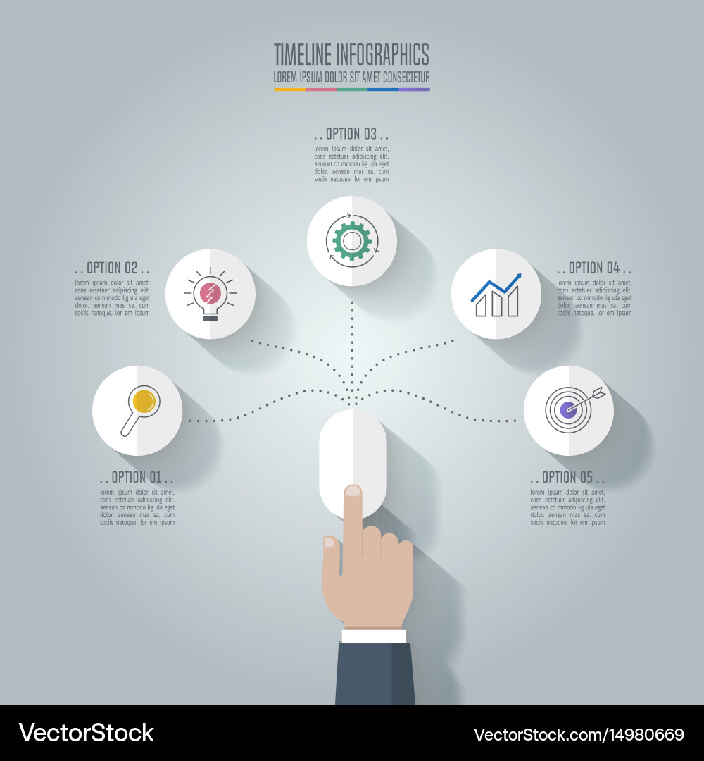 Business Hand Mausklick mit Timeline Lizenzfreier Vektor