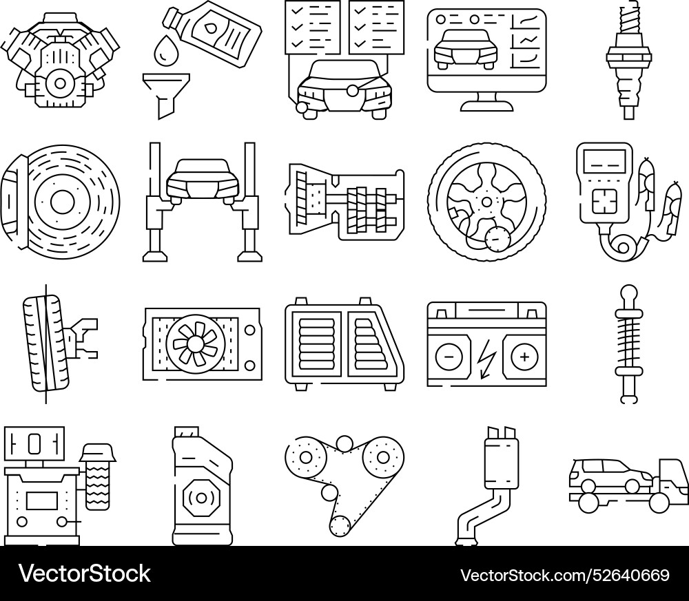 Car mechanic auto icons set Royalty Free Vector Image