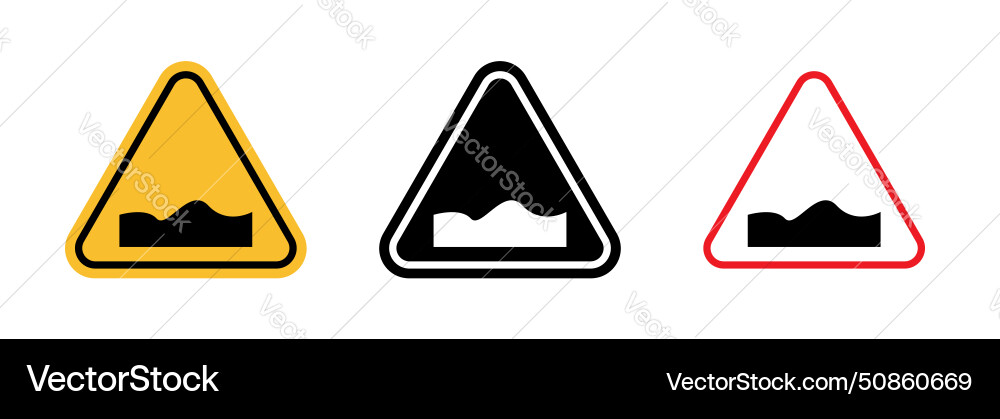 Caution speed ramps sign icon set warning Vector Image