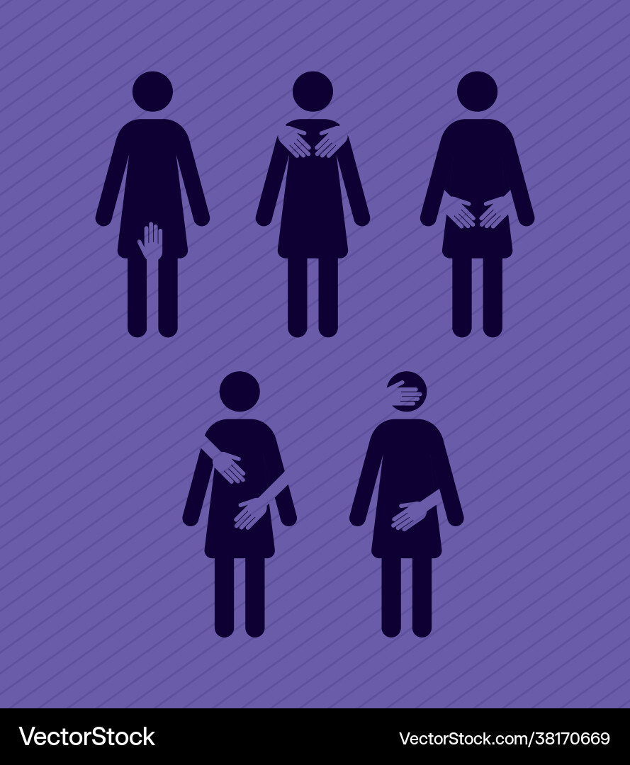 Five sexual harassment icons Royalty Free Vector Image
