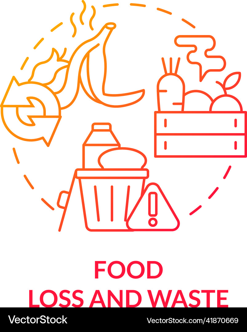 Food loss and waste red gradient concept icon Vector Image