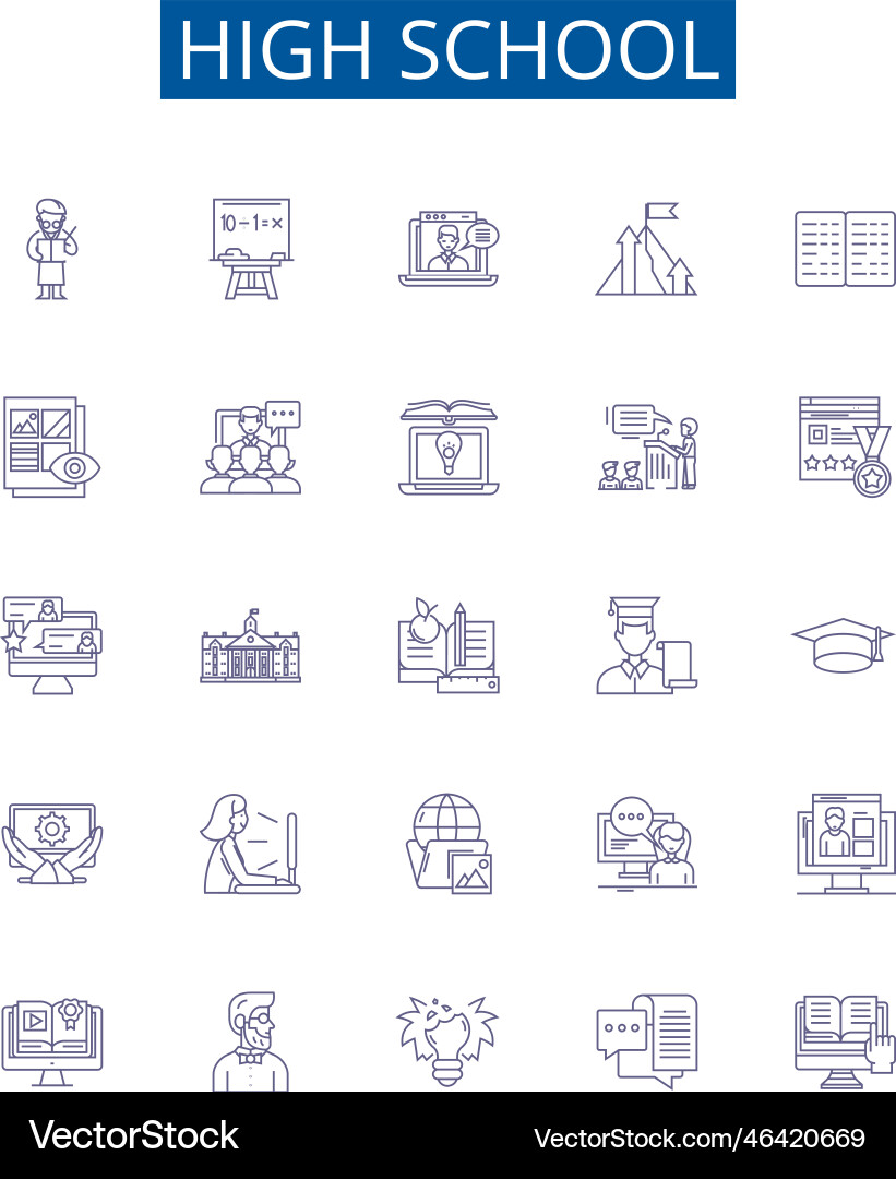 High school line icons signs set design Royalty Free Vector
