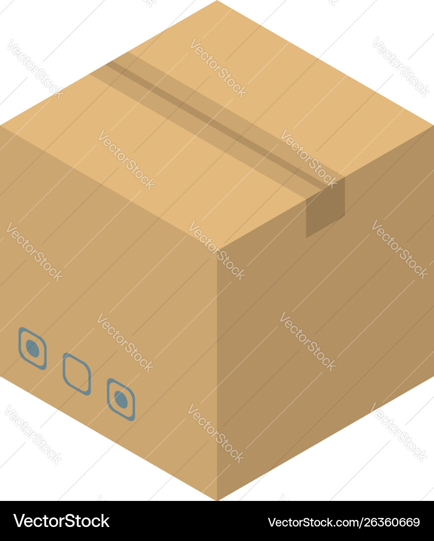 Parcel carton box icon isometric style Royalty Free Vector