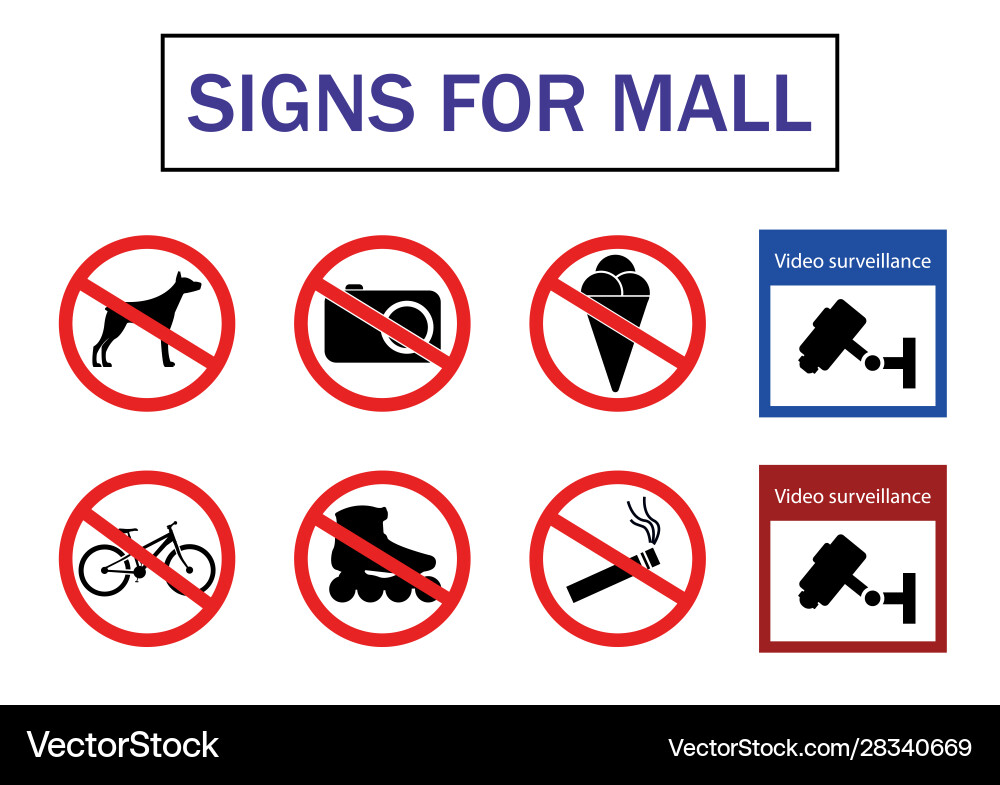 Prohibited signs set stickers for supermarket Vector Image