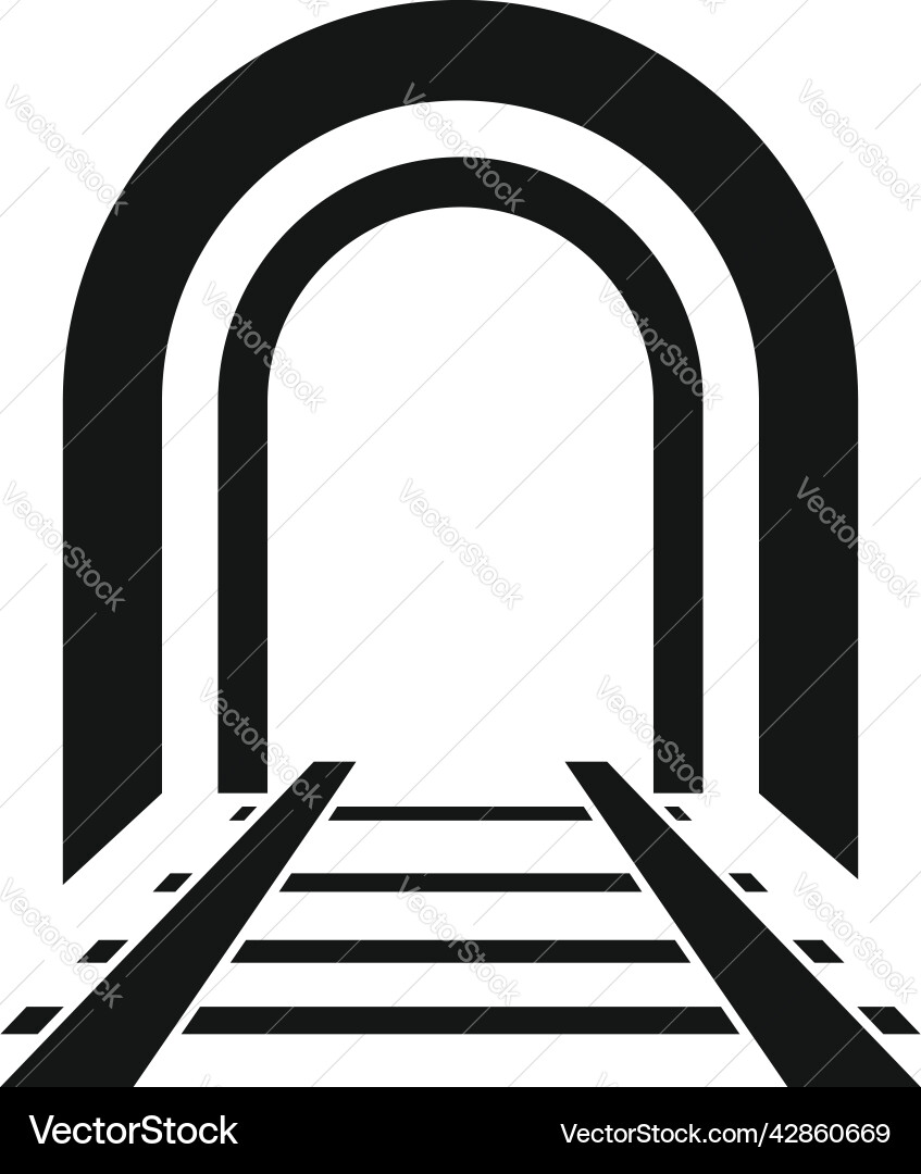 Rail tunnel icon simple view entrance Royalty Free Vector