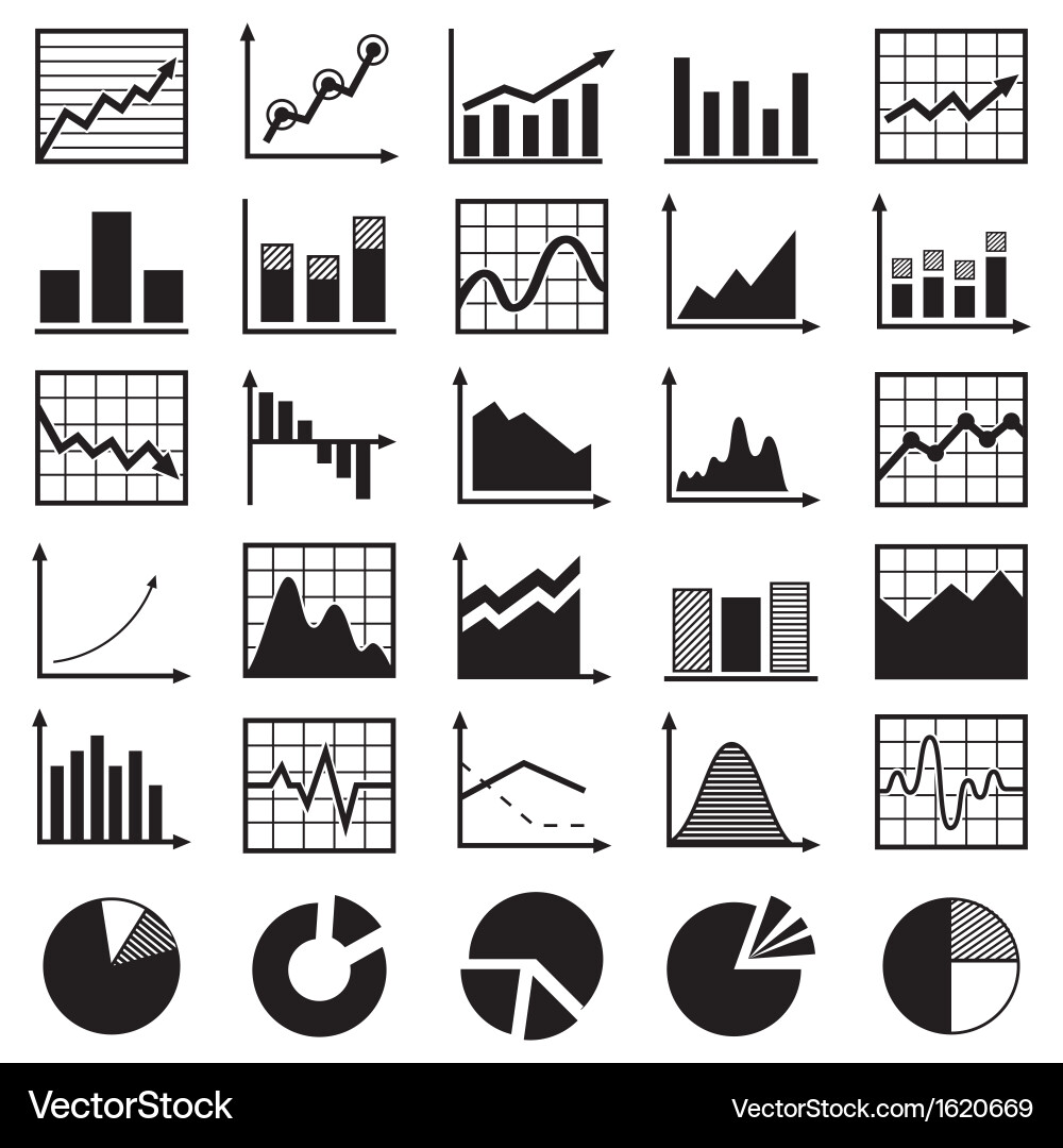 Set of diagrams and graphs Royalty Free Vector Image