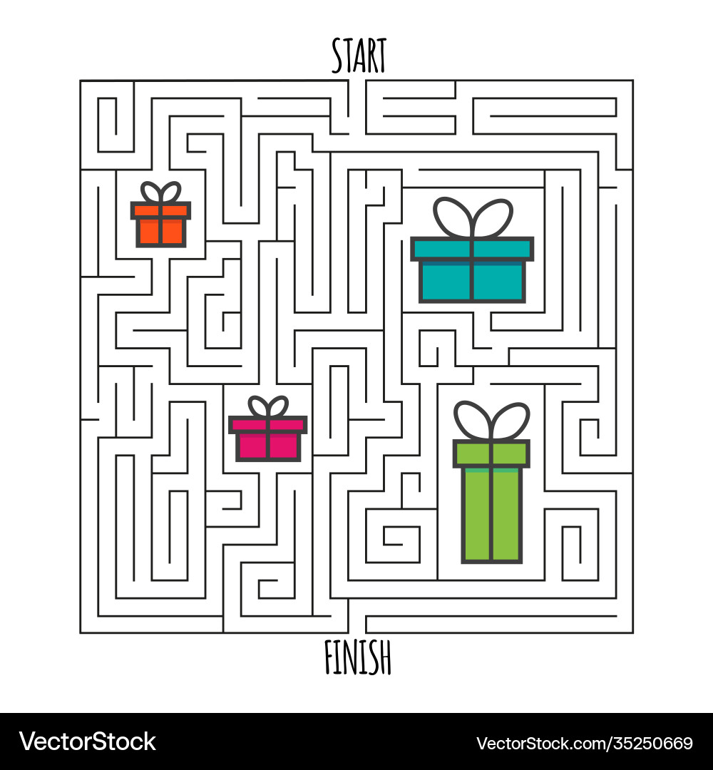 Square maze labyrinth game for kids Royalty Free Vector