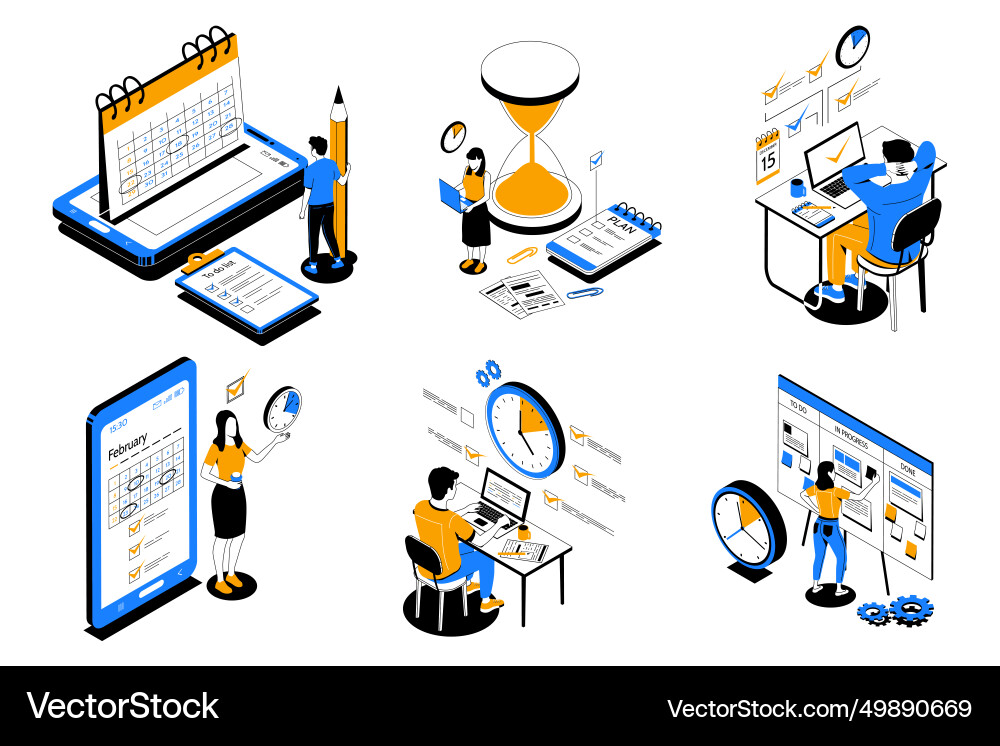 Time management people organize productive Vector Image