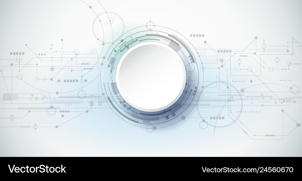 3D Paper Circle with Circuit Board Royalty Free Vector Image