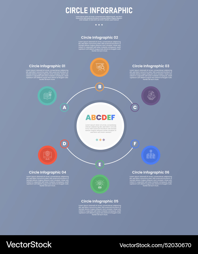 6 point circle infographic stage or step template Vector Image