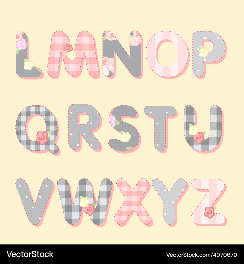 Alphabet shabby chic Royalty Free Vector Image