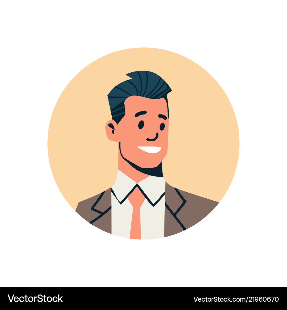 Brunette Business Man Profile Icon Royalty Free Vector Image