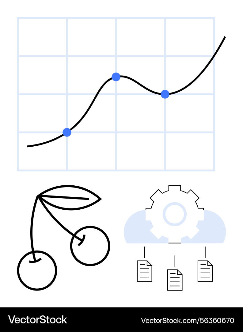 Business growth graph with cherries and data Vector Image