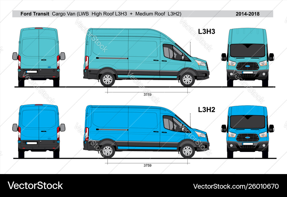Ford Transit Cargo Van L3H2 & L3H3 2014 Blueprint