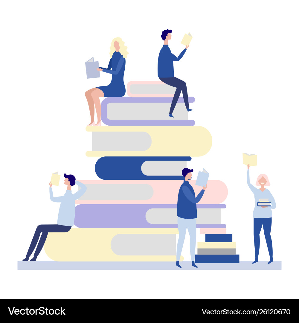 People reading paper books Royalty Free Vector Image
