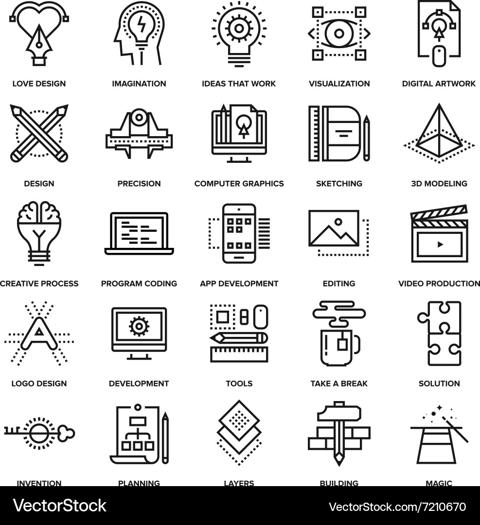 Process Icons - Line Art Royalty Free Vector Image