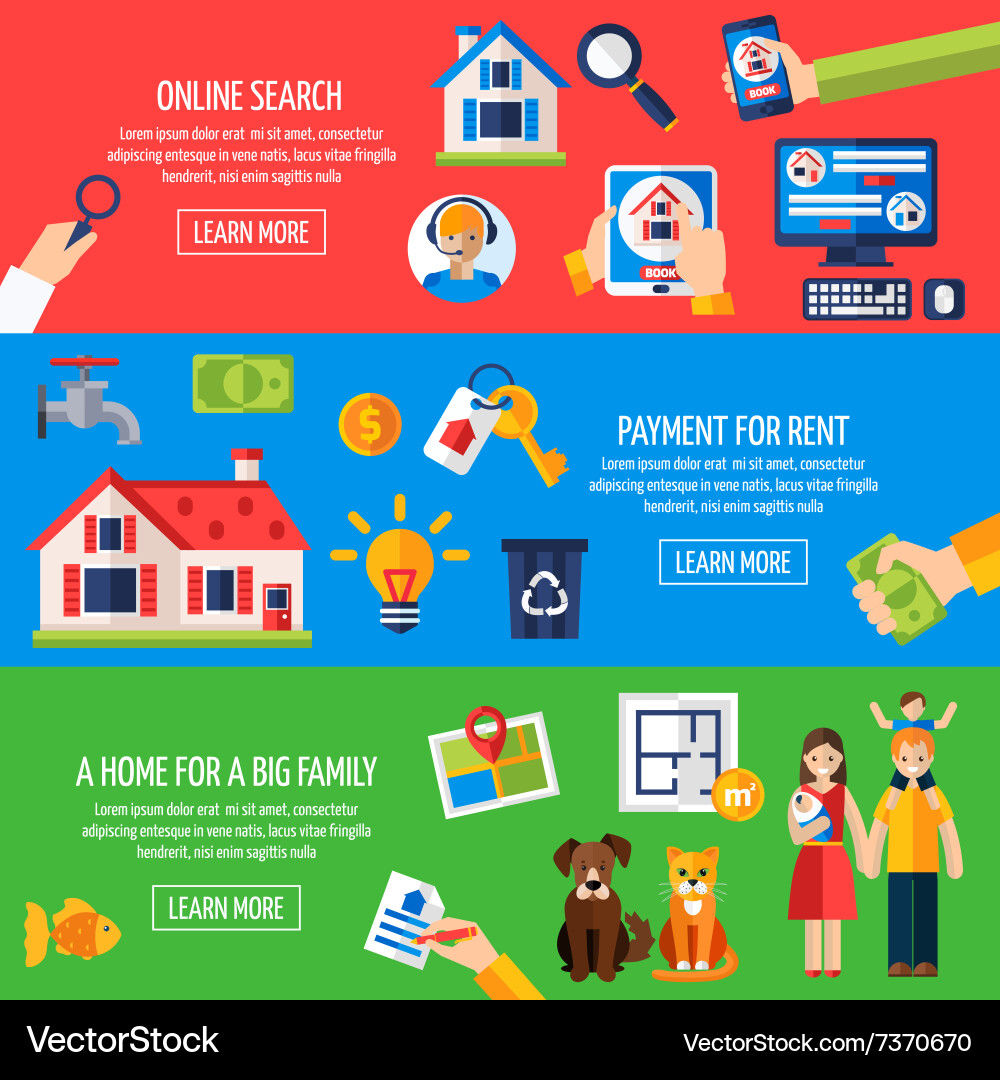 Rent and tenancy banner set Royalty Free Vector Image