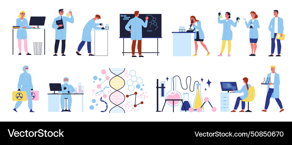 Scientist laboratory set Royalty Free Vector Image