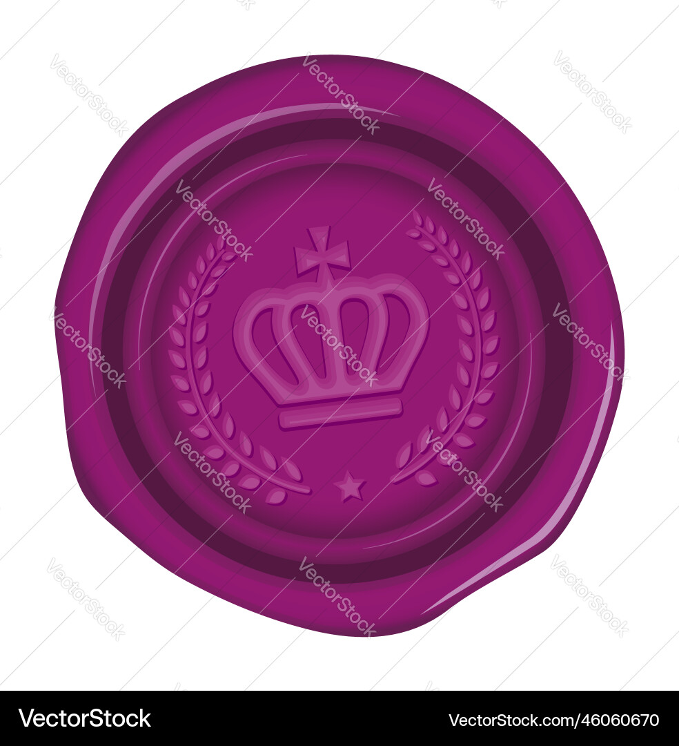 Sealing wax stamp crown emblem mark Royalty Free Vector