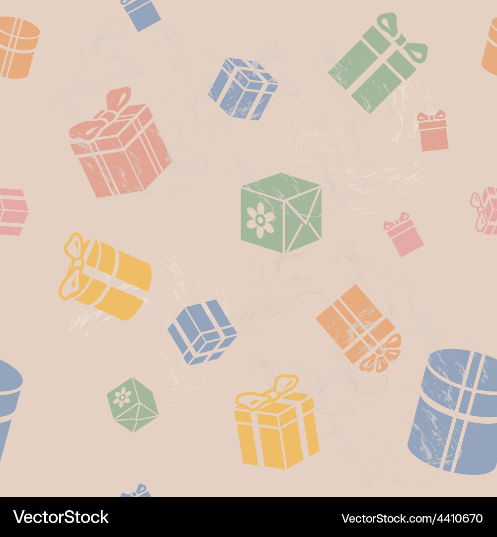 Seamless gift box pattern vintage Royalty Free Vector Image