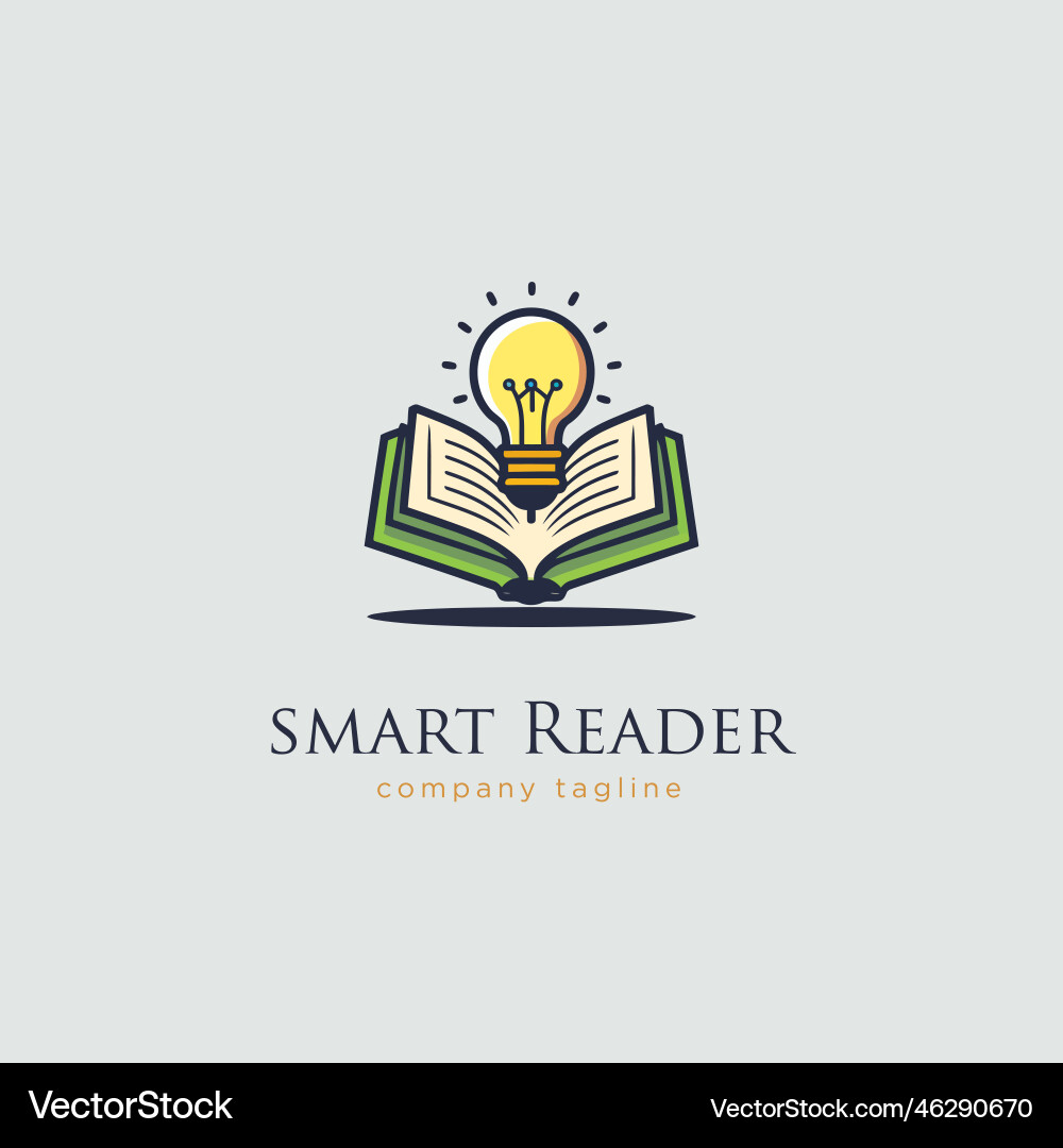 Smart read logo template reading book Royalty Free Vector