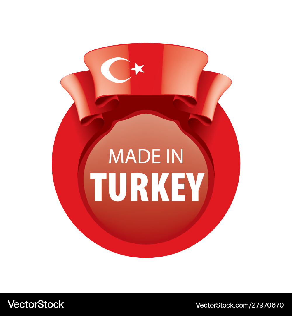 Turkey flag on a white Royalty Free Vector Image