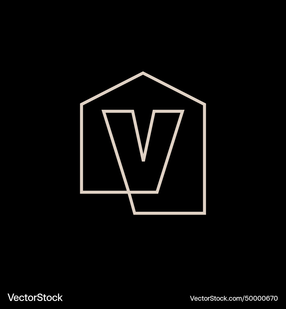 V letter house monogram home mortgage architect Vector Image