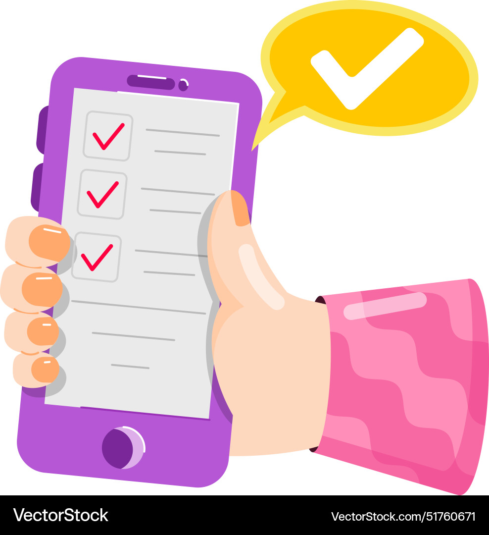 A captivating flat sticker of mobile survey Vector Image