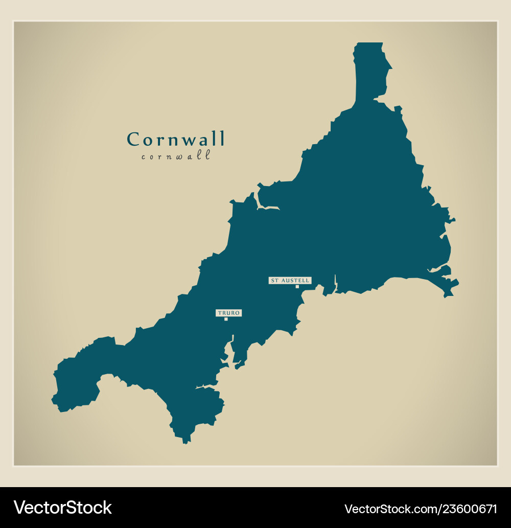 Cornwall Unitary Authority Map Royalty Free Vector Image
