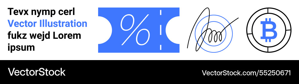 Discount ticket digital signature and bitcoin Vector Image