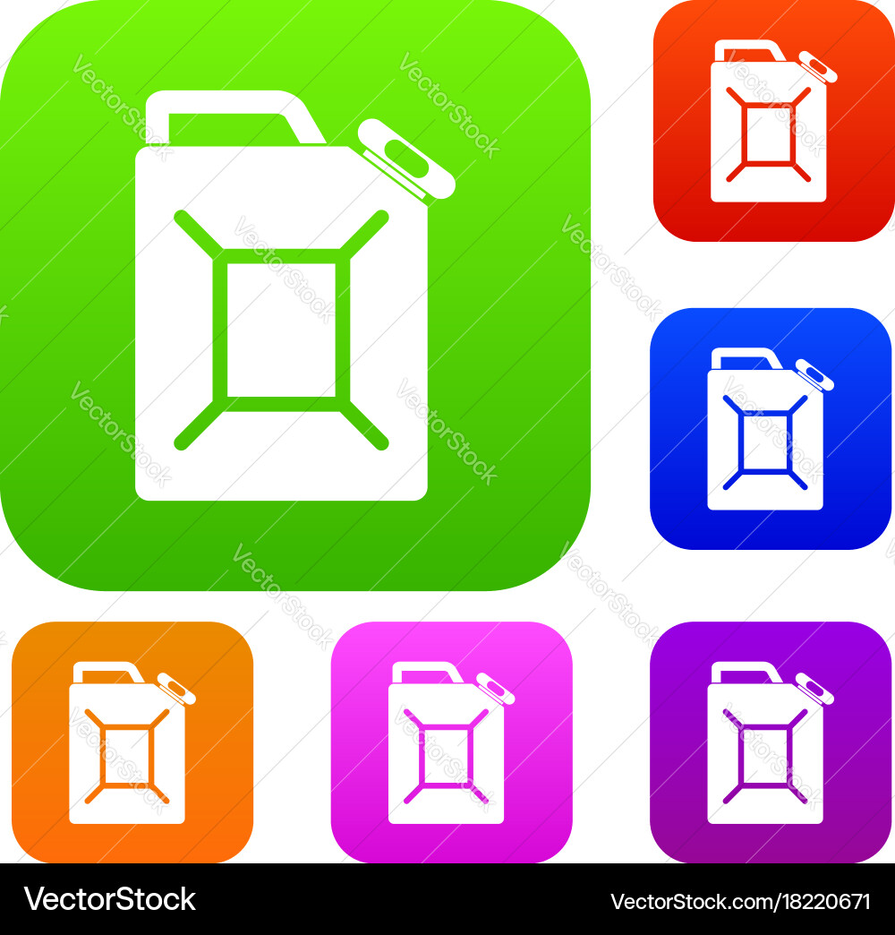 Fuel jerrycan set color collection Royalty Free Vector Image