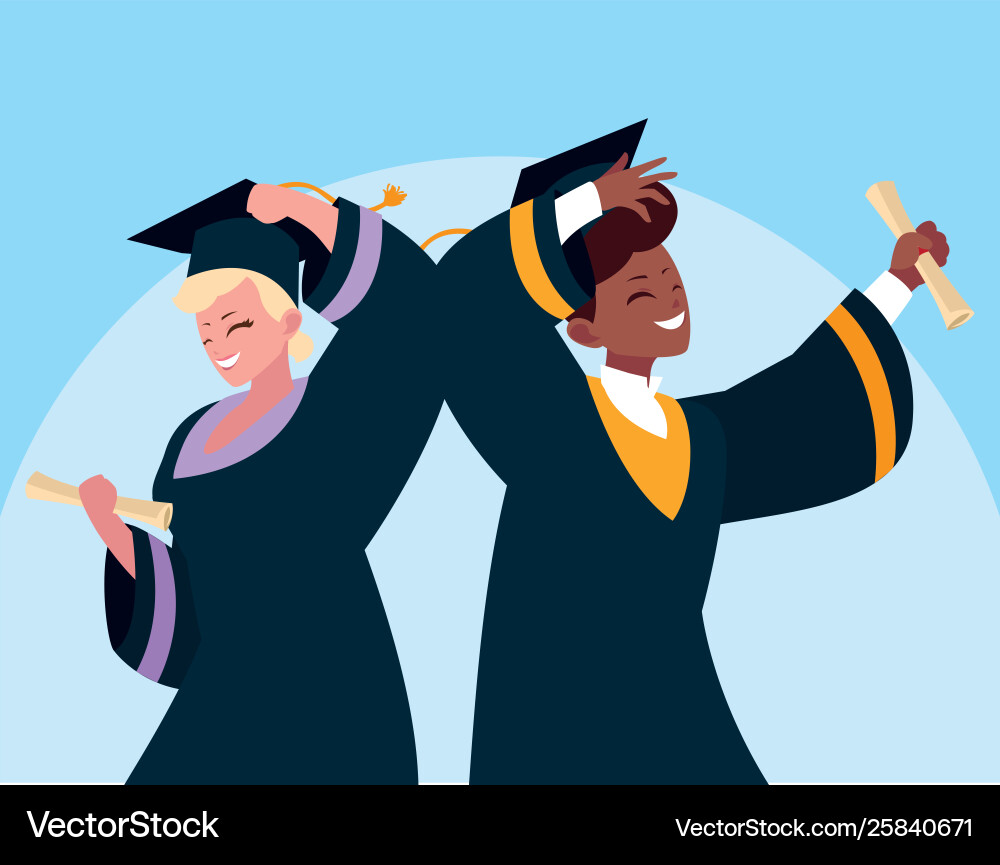 Graduating boy and girl student design Royalty Free Vector