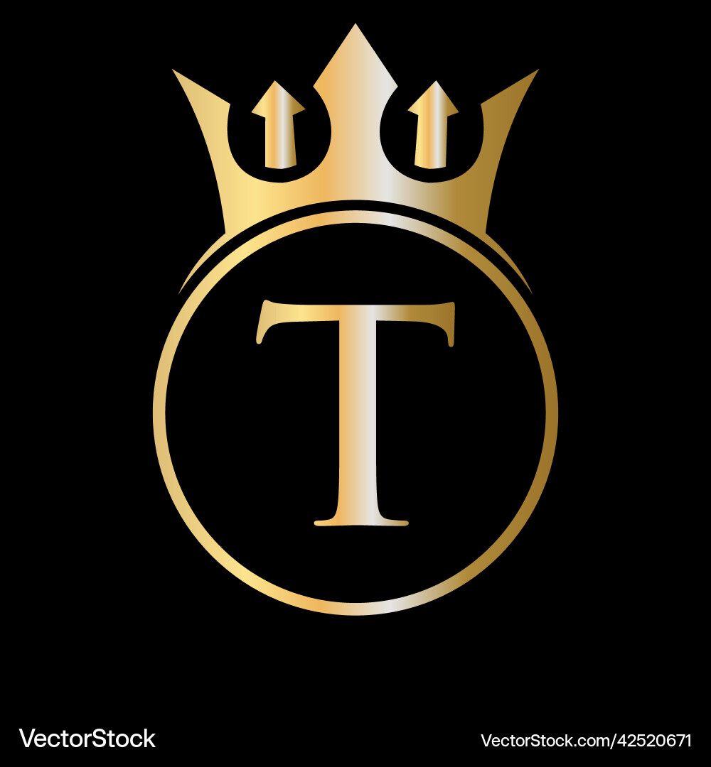 Luxury letter t crown logo Royalty Free Vector Image