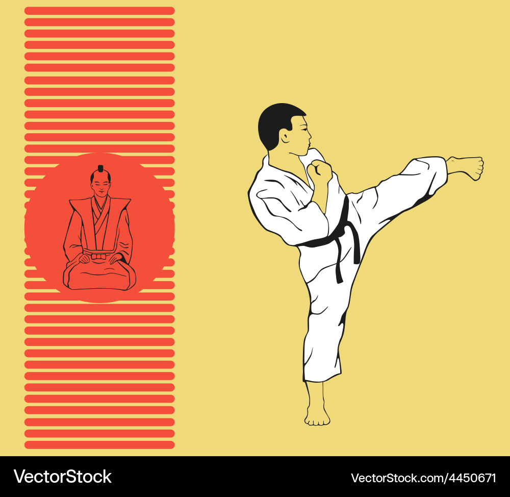 Man shows karate Royalty Free Vector Image - VectorStock
