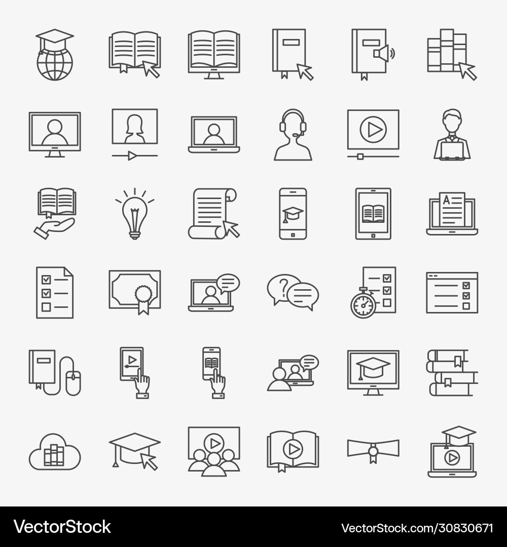 Online Learning Icons - Education Set Royalty Free Vector
