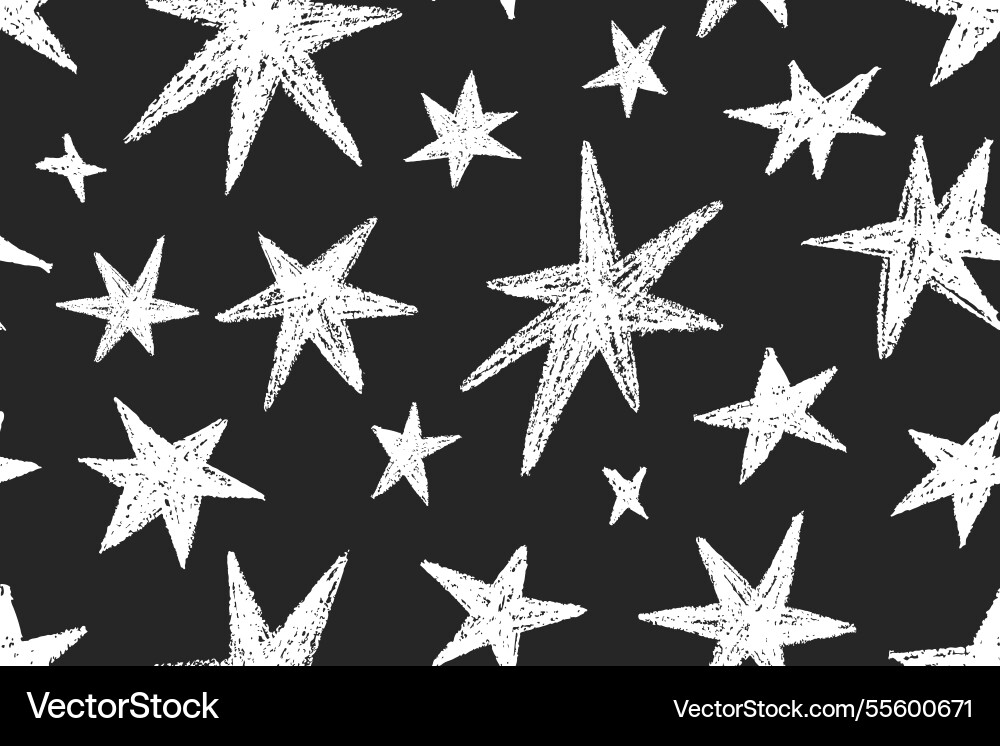 Seamless star pattern hand-drawn crayon style Vector Image