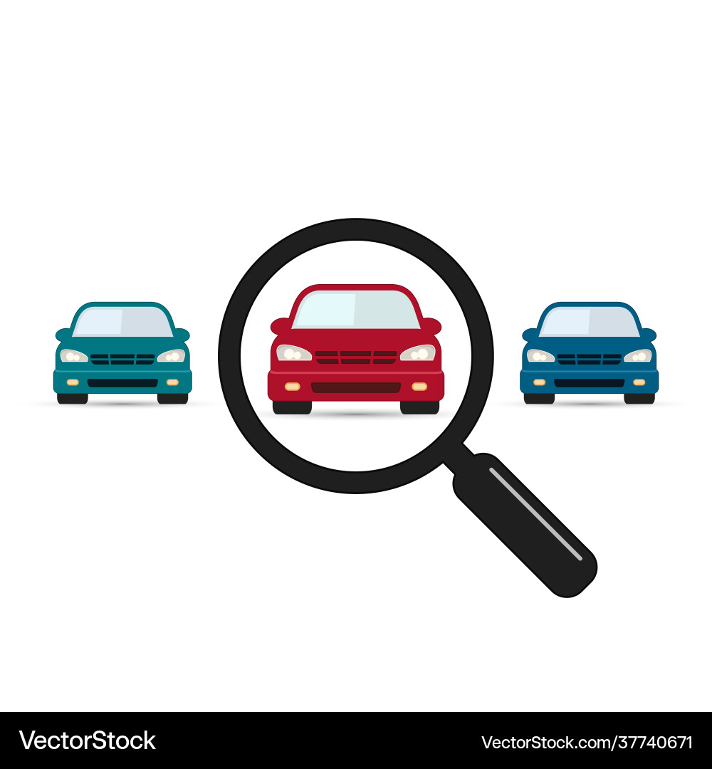 Search car sign magnifying glass Royalty Free Vector Image