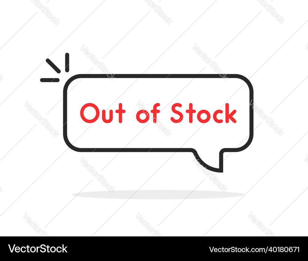 Thin line out of stock text in bubble Royalty Free Vector