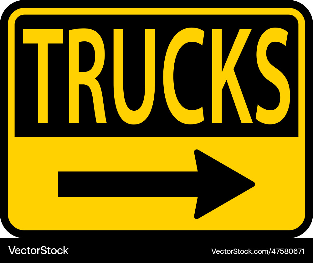 LKW rechts Pfeil Schild auf weißem Hintergrund Vektorbild