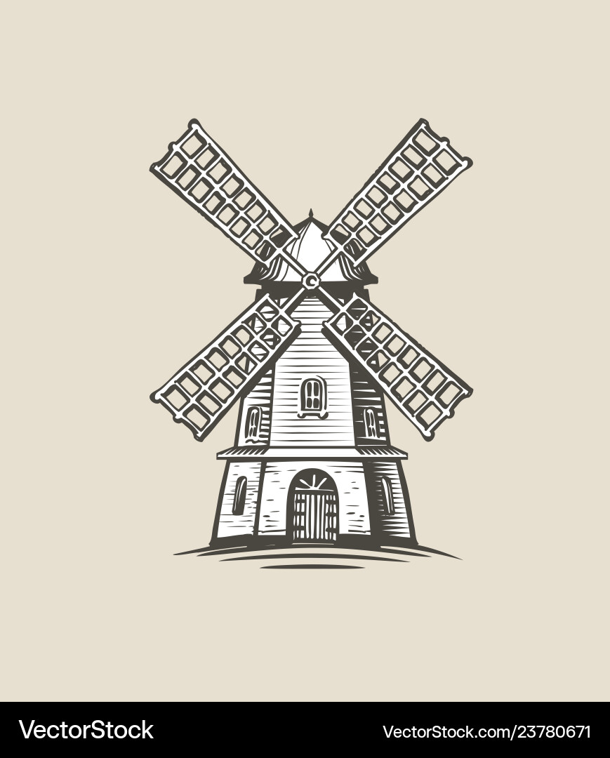 Vintage Farm Windmill Logo Royalty Free Vector Image