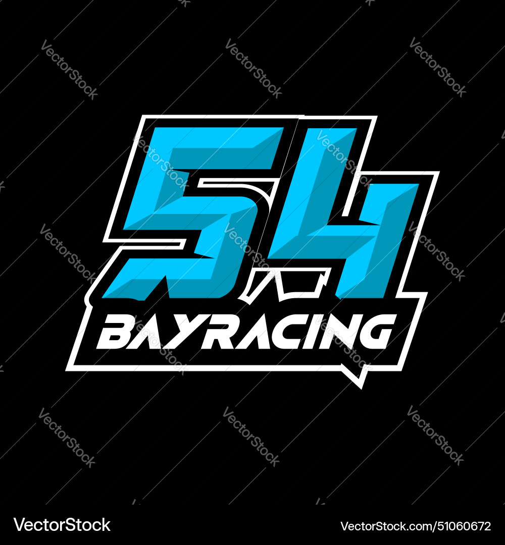 54 number logo racing design Royalty Free Vector Image