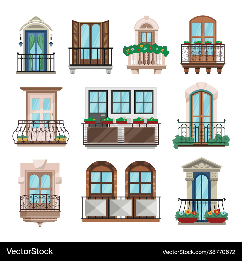 Balcony window set Royalty Free Vector Image - VectorStock