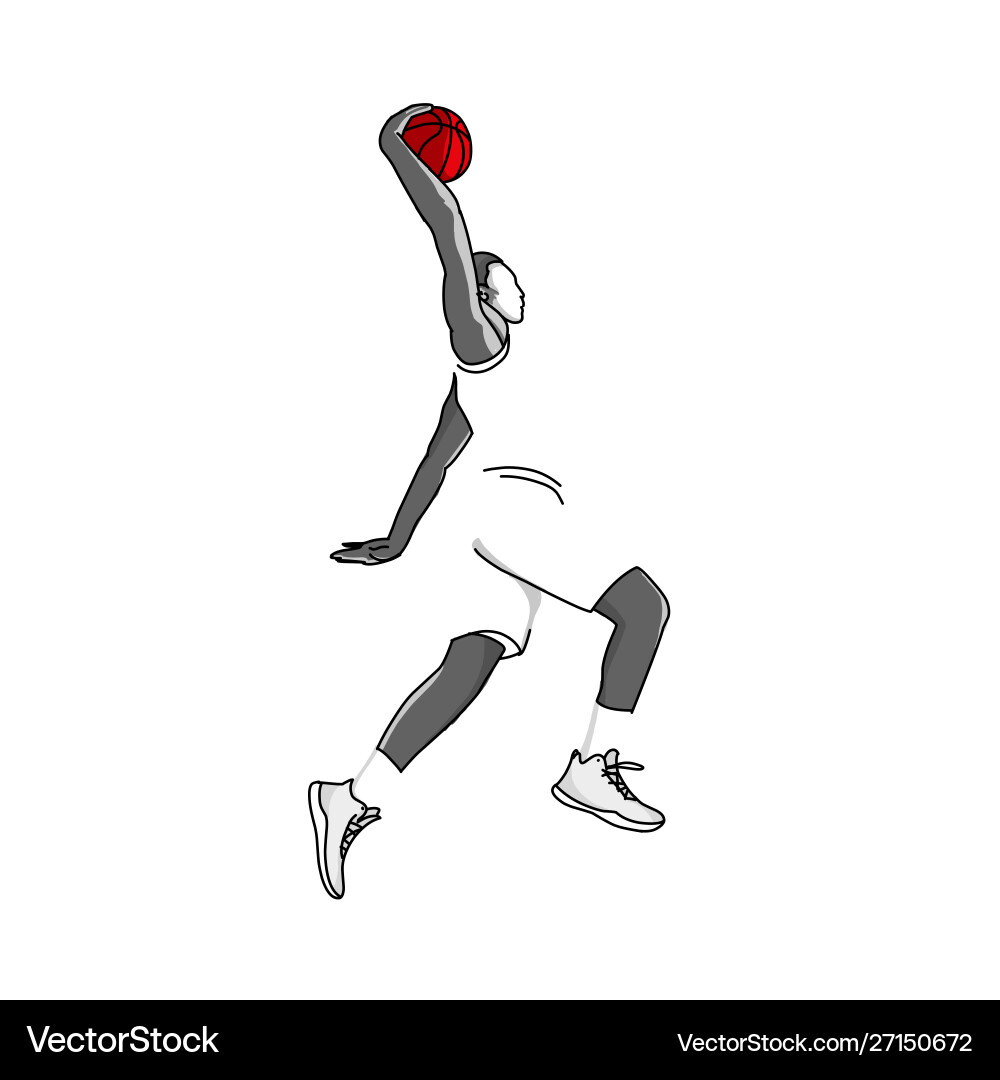 Basketball player jumps to dunk Royalty Free Vector Image