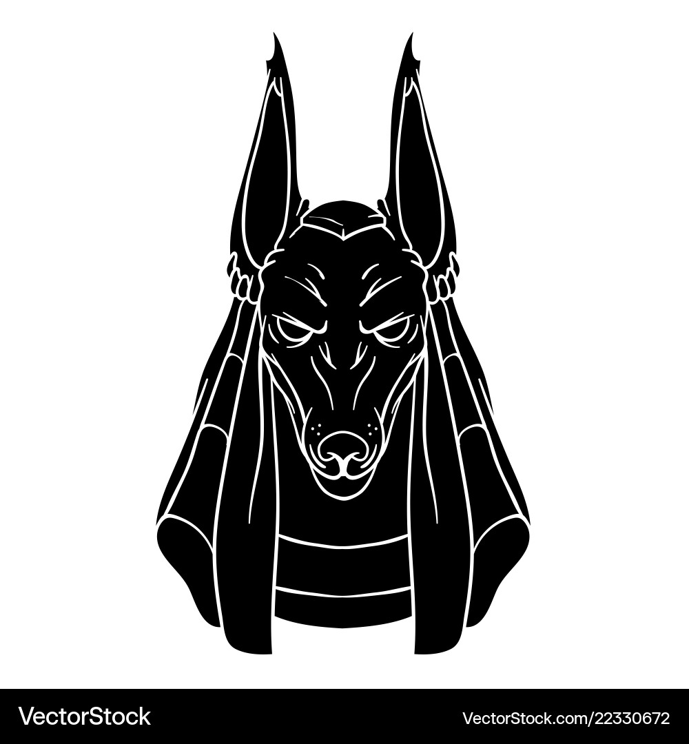 Black contour drawing of anubis on white Vector Image