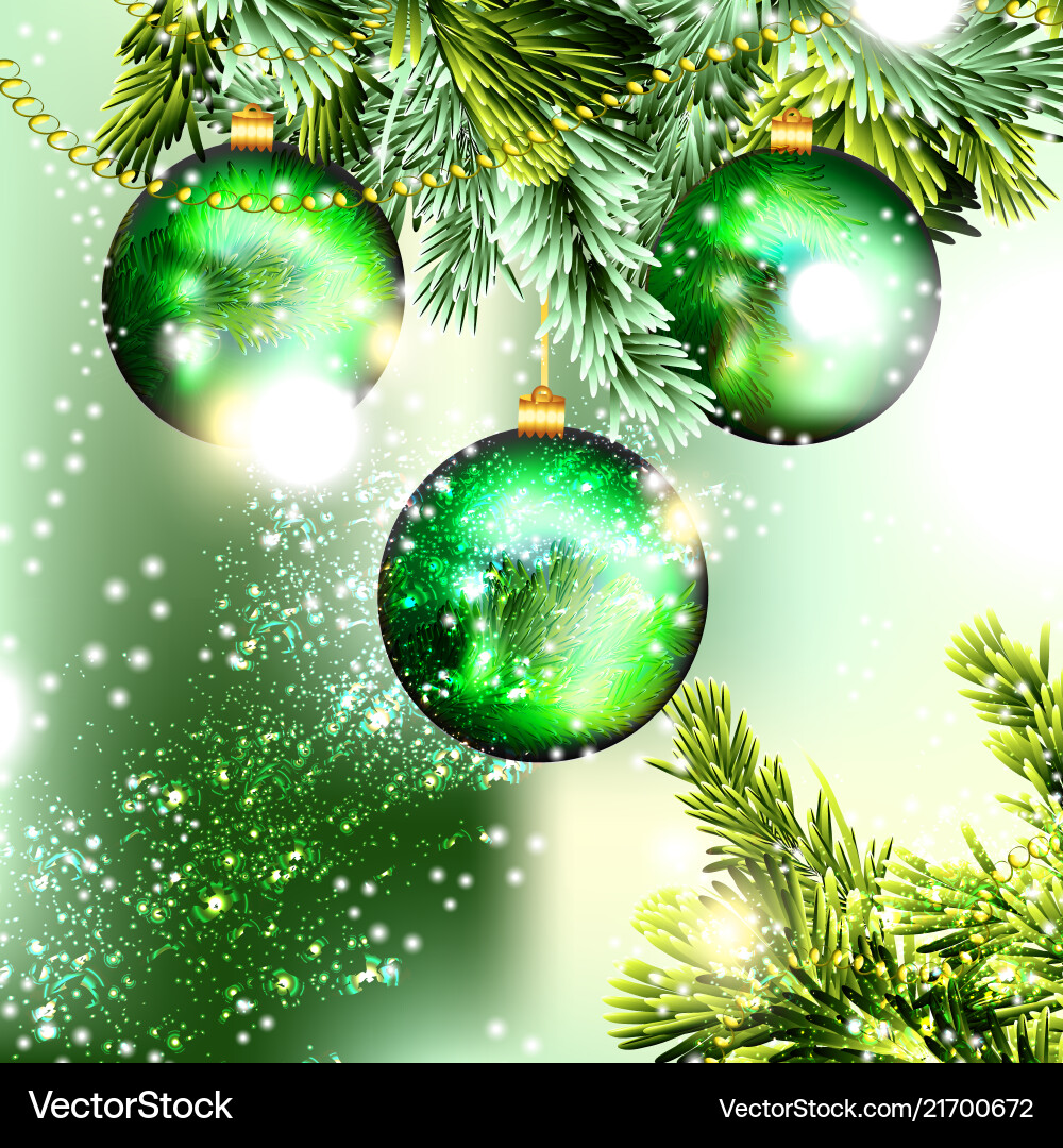 Christmas background with green baubles Royalty Free Vector