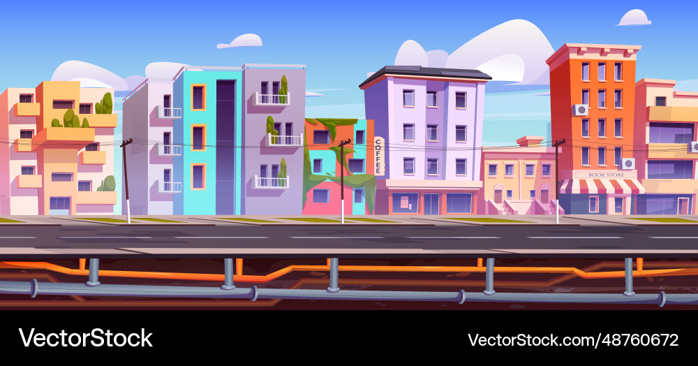 City house water pipe underground system Vector Image