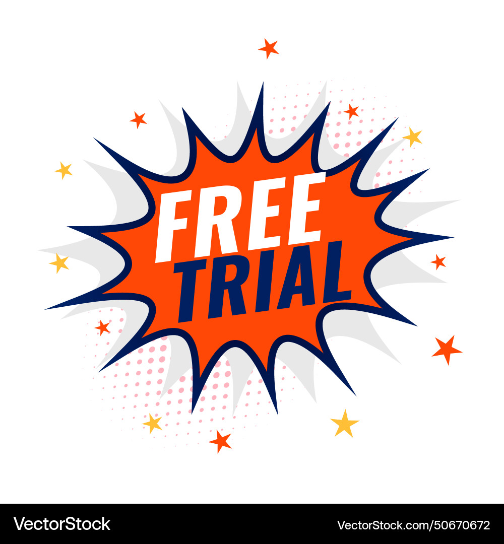 Comic style free trial sticker background buy Vector Image