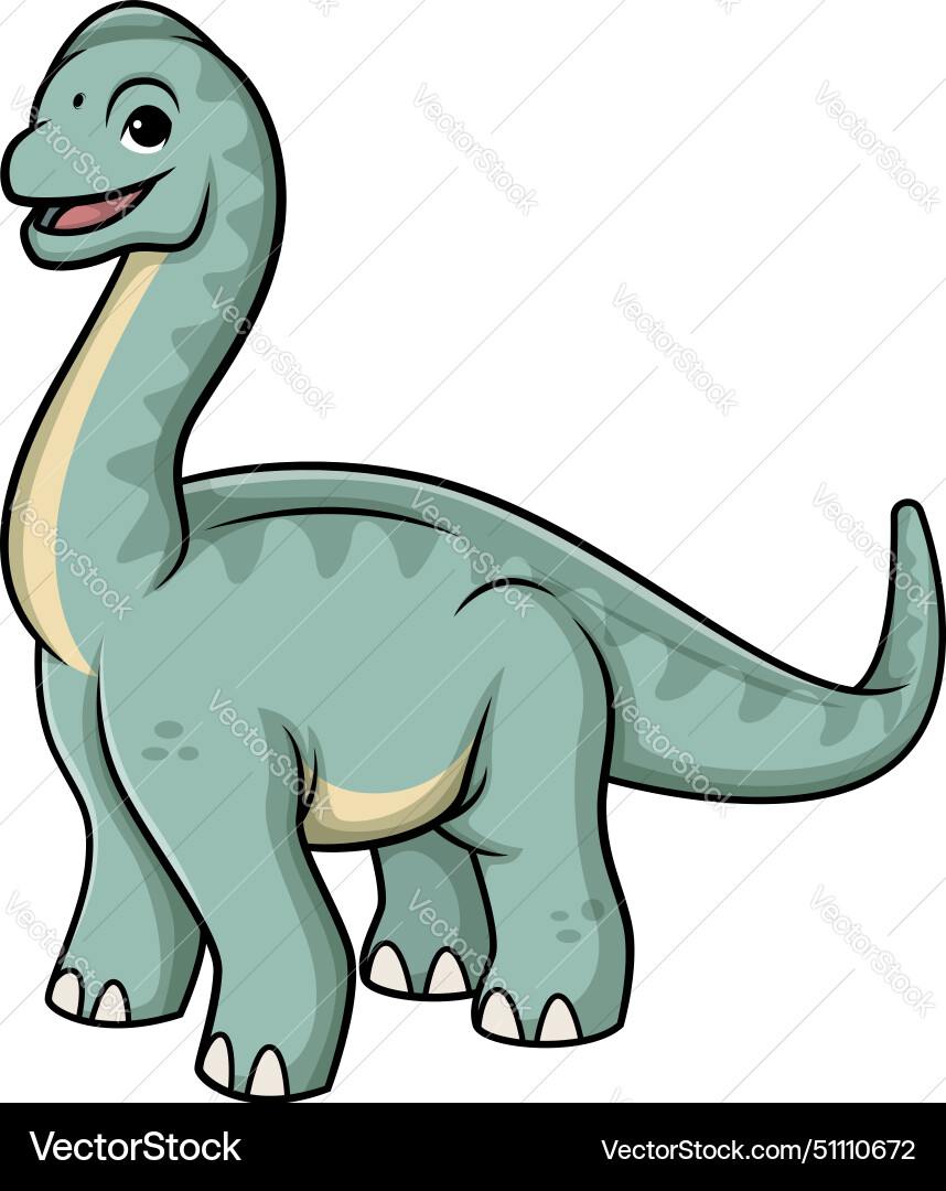 Cute brachiosaurus dinosaur cartoon clip art Vector Image