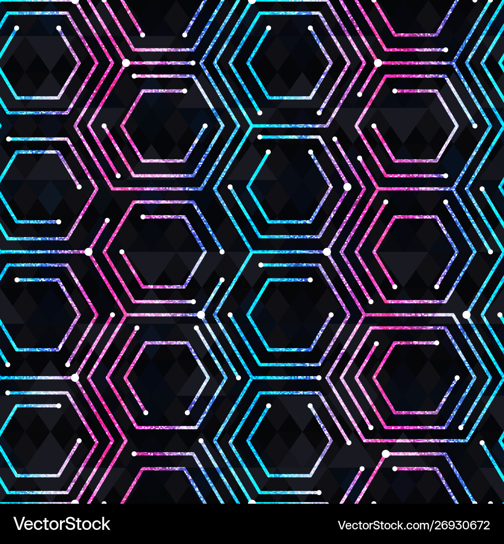 Neon geometric seamless pattern Royalty Free Vector Image
