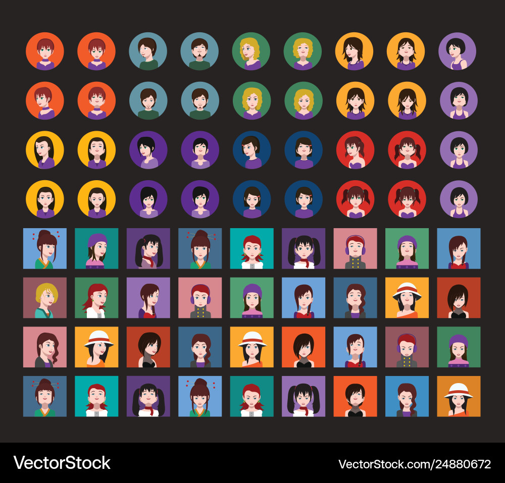 People avatars with colorful backgrounds Vector Image